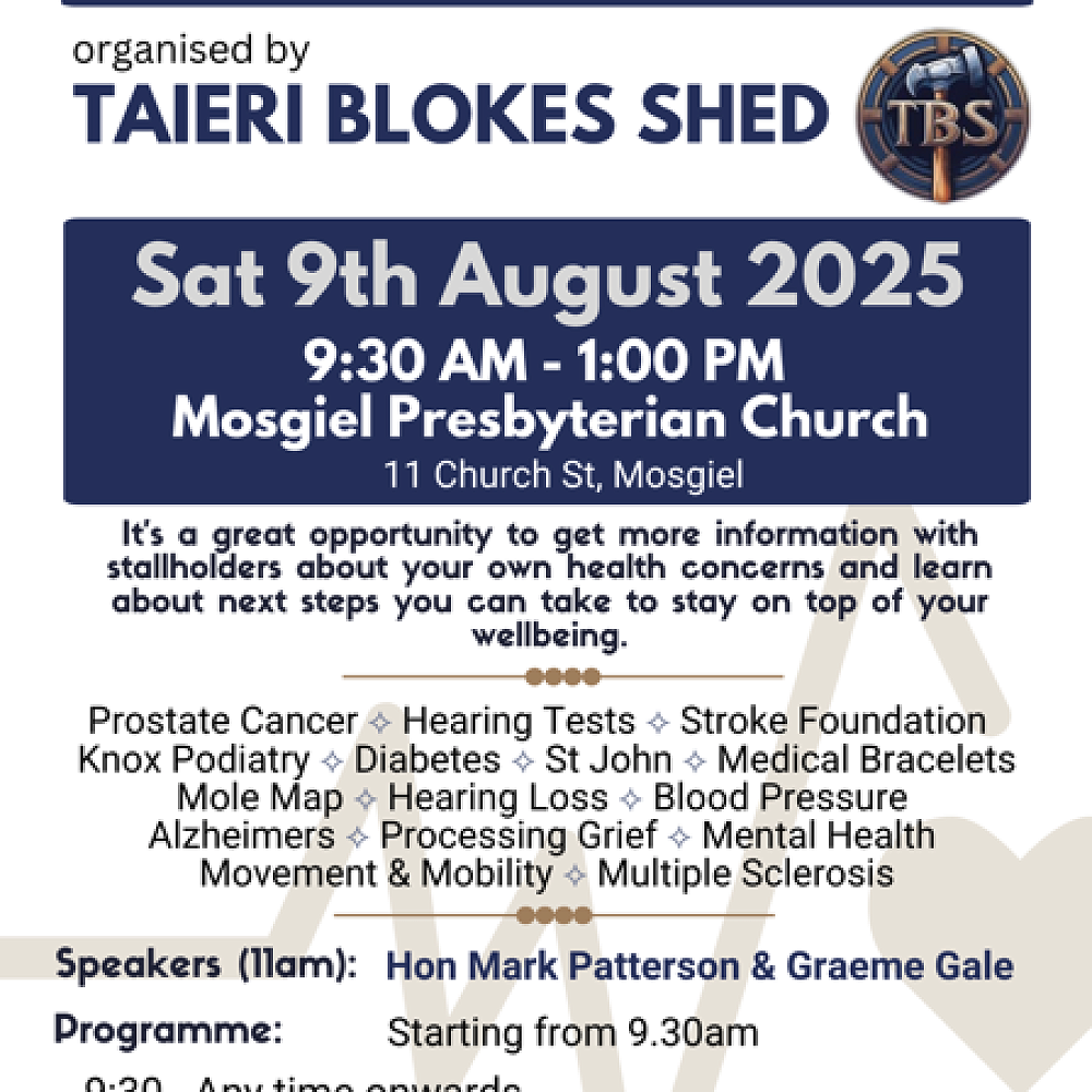 Mens Health Expo - 9th August - Mosgiel — Term 3 Week 3 Newletter