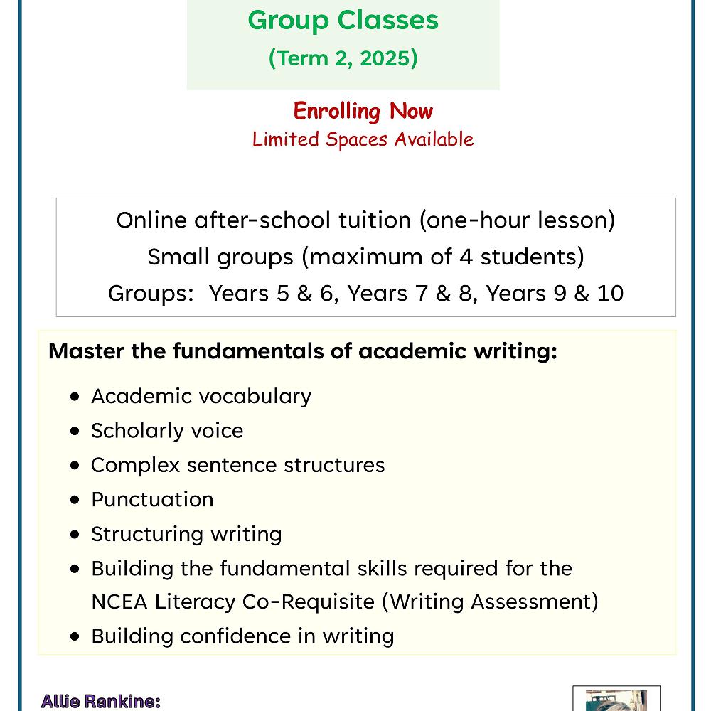 Tuition in Academic Writing — AJHS eNewsletter: Week 2, Term 2