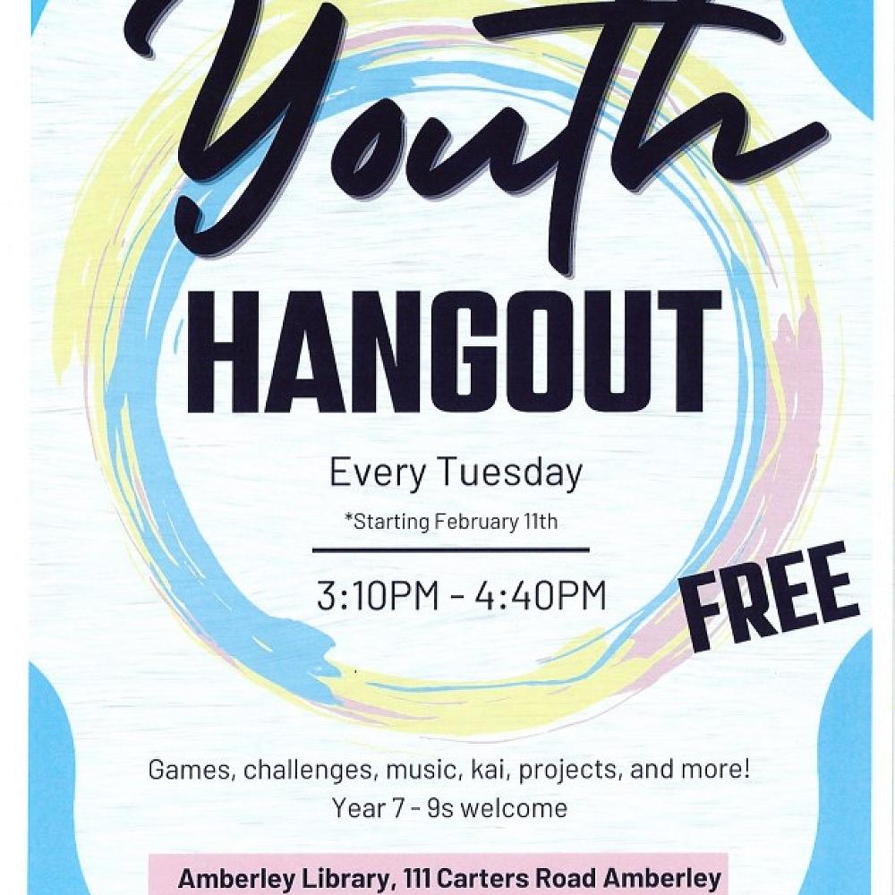 Youth Hangout - Every Tuesday starting 11th February 2025. 3:10pm to 4 ...