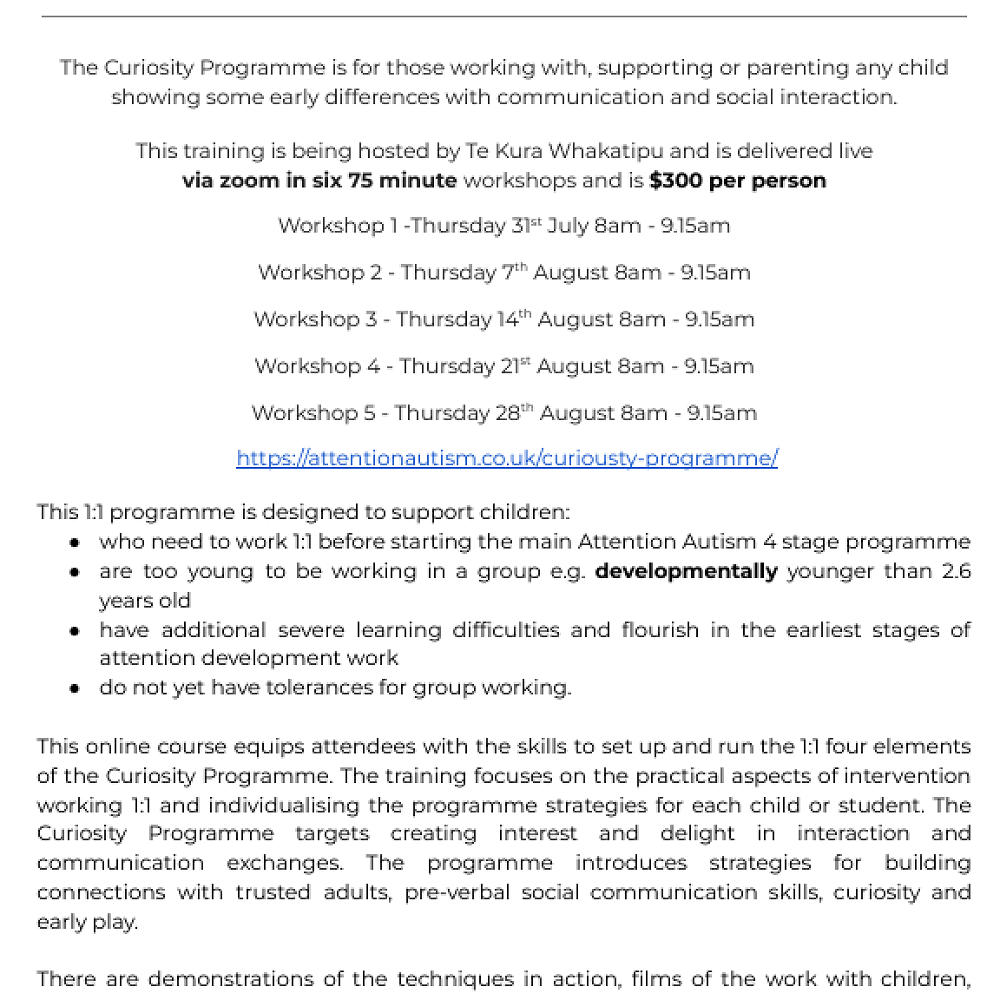 Curiosity Programme with Attention Autism