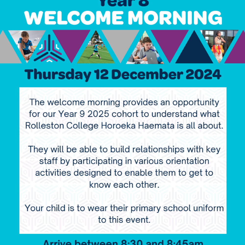 Year 8 Welcome Morning - Thursday 12th December — Kāwerongo/Newsletter ...
