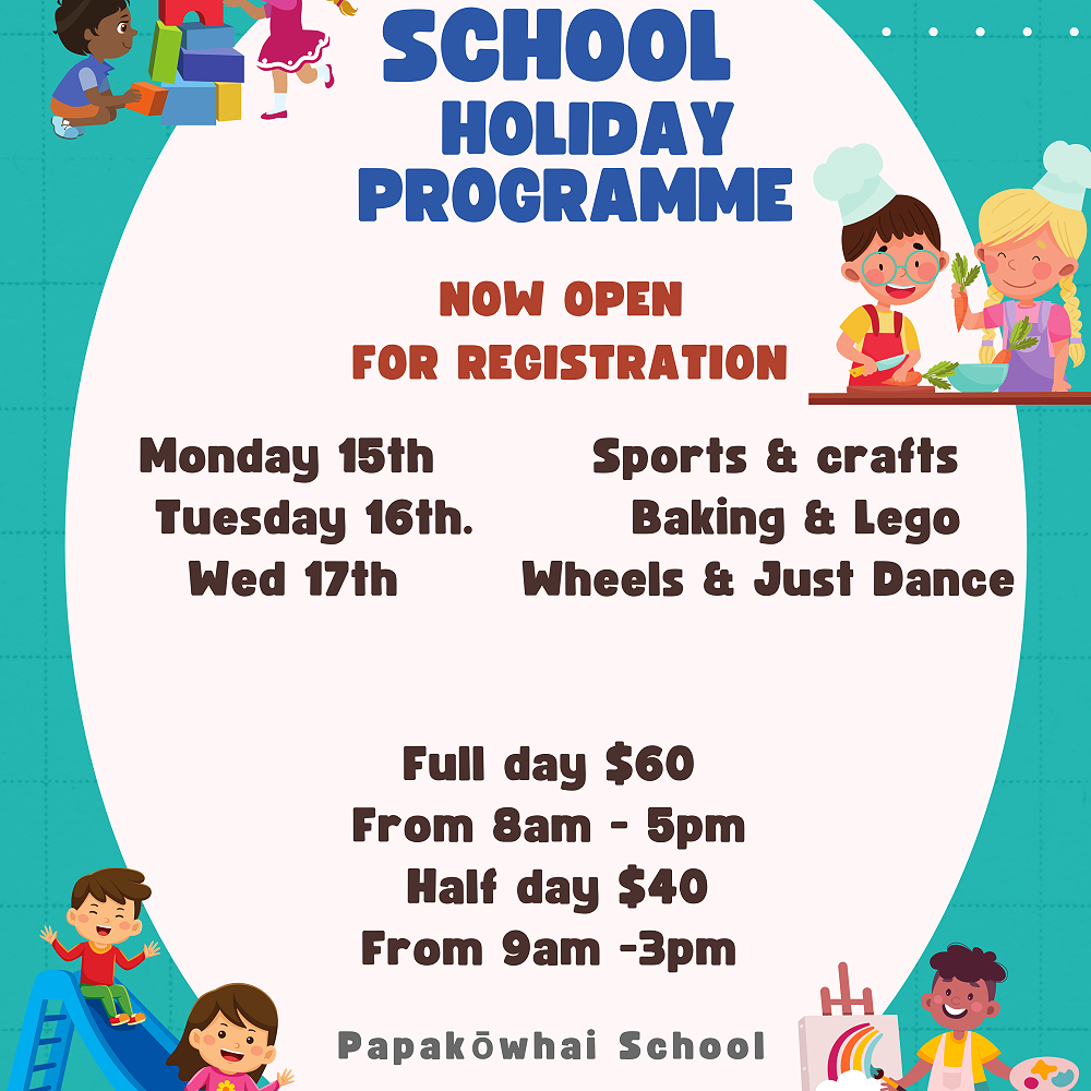 Papakōwhai School Holiday Programme — Week 10 Term 2 - 3 July 2024