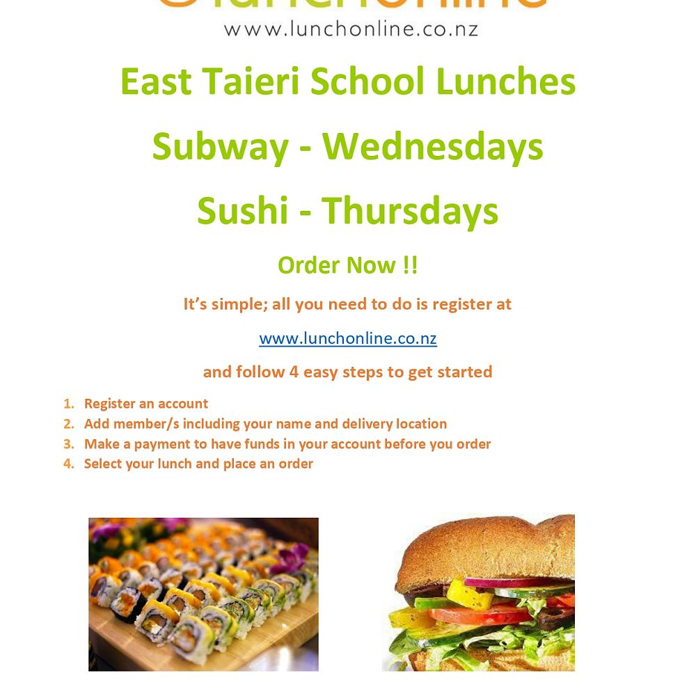 SCHOOL LUNCHES - SUBWAY WEDNESDAY, SUSHI THURSDAYS. Order on www ...