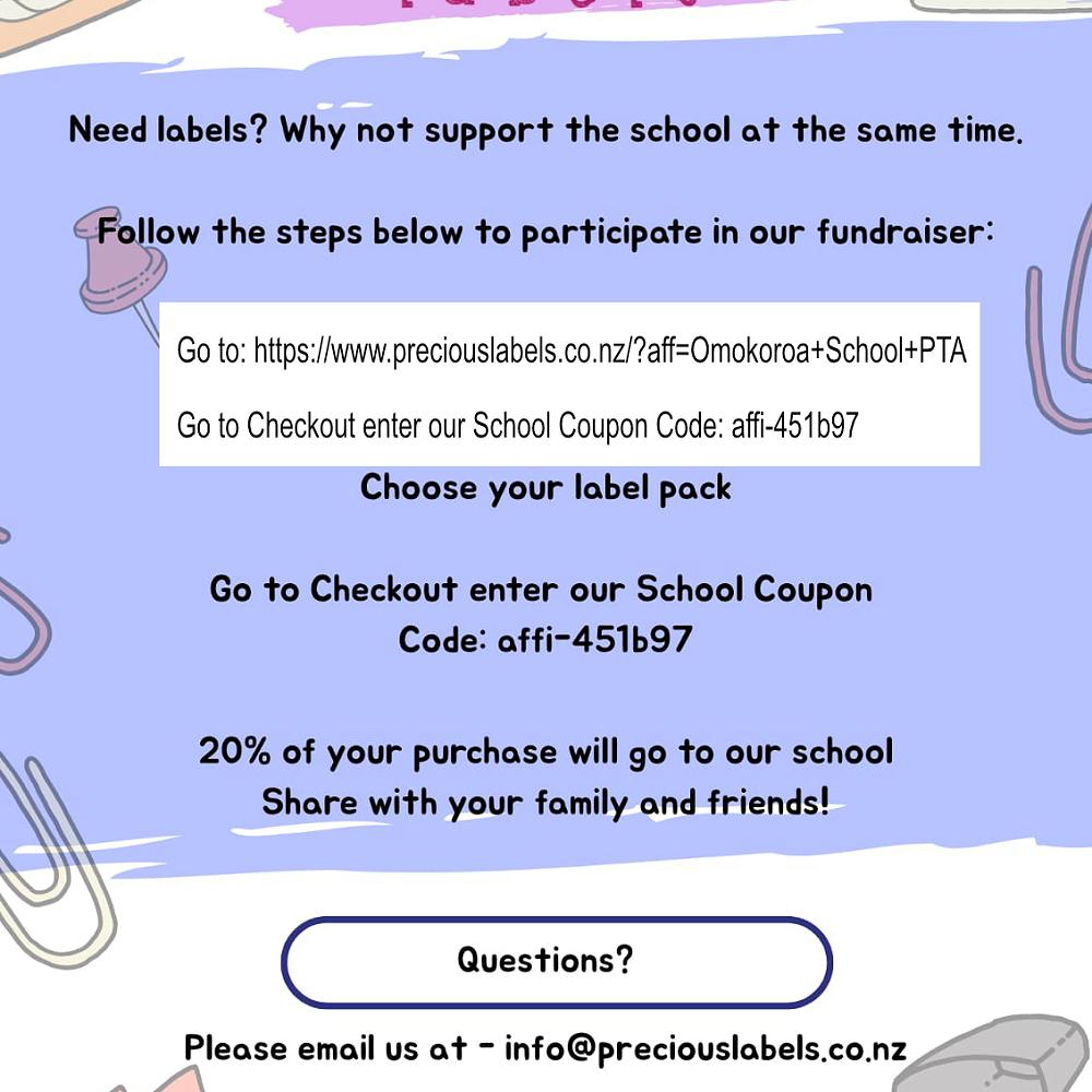 PTA fundraiser - clothing labels