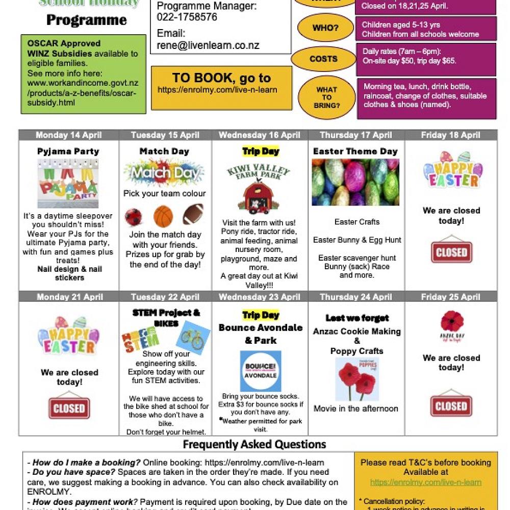 Live N Learn School Holiday Programme