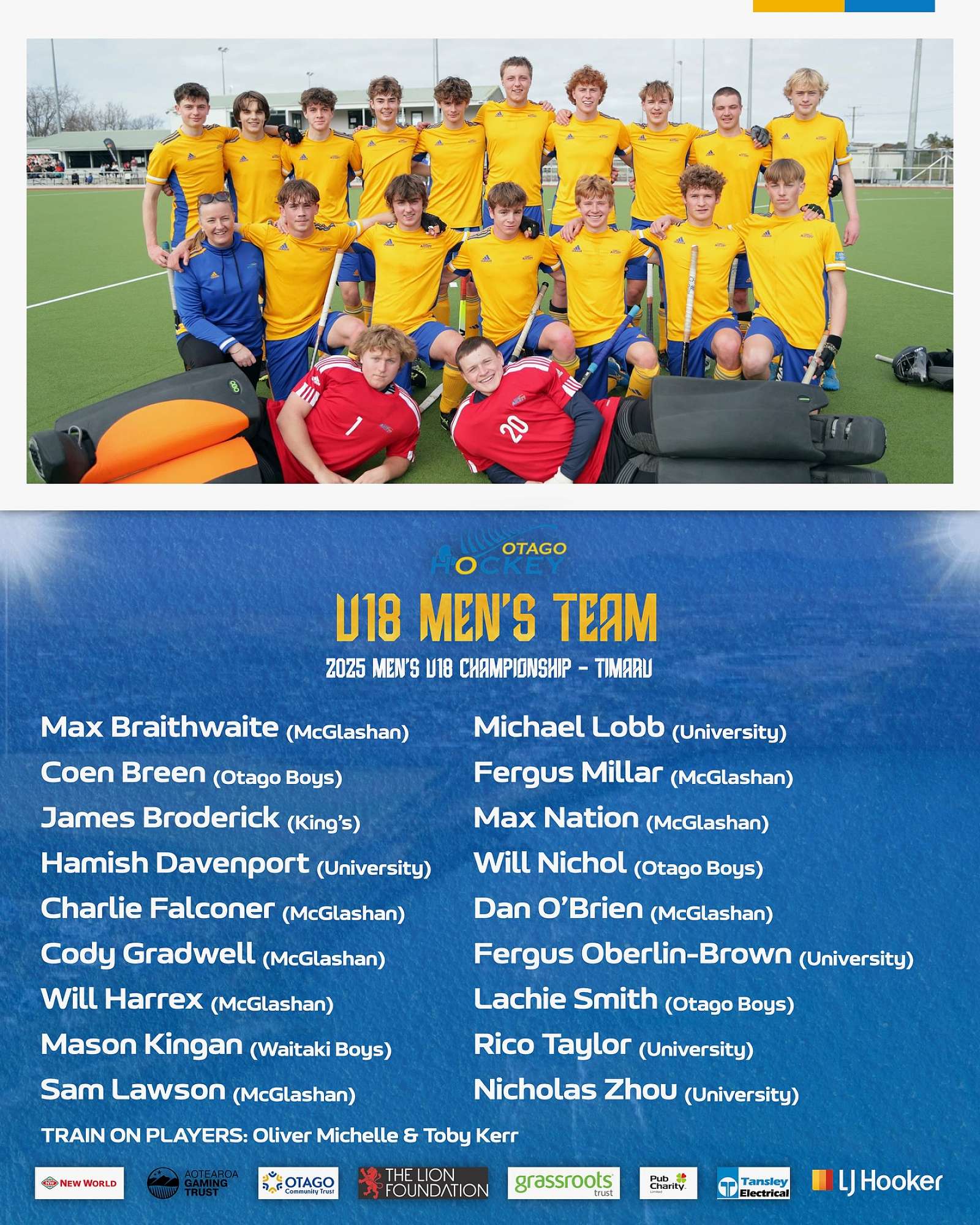 Kingsmen selected for Otago Hockey U18s & U16s