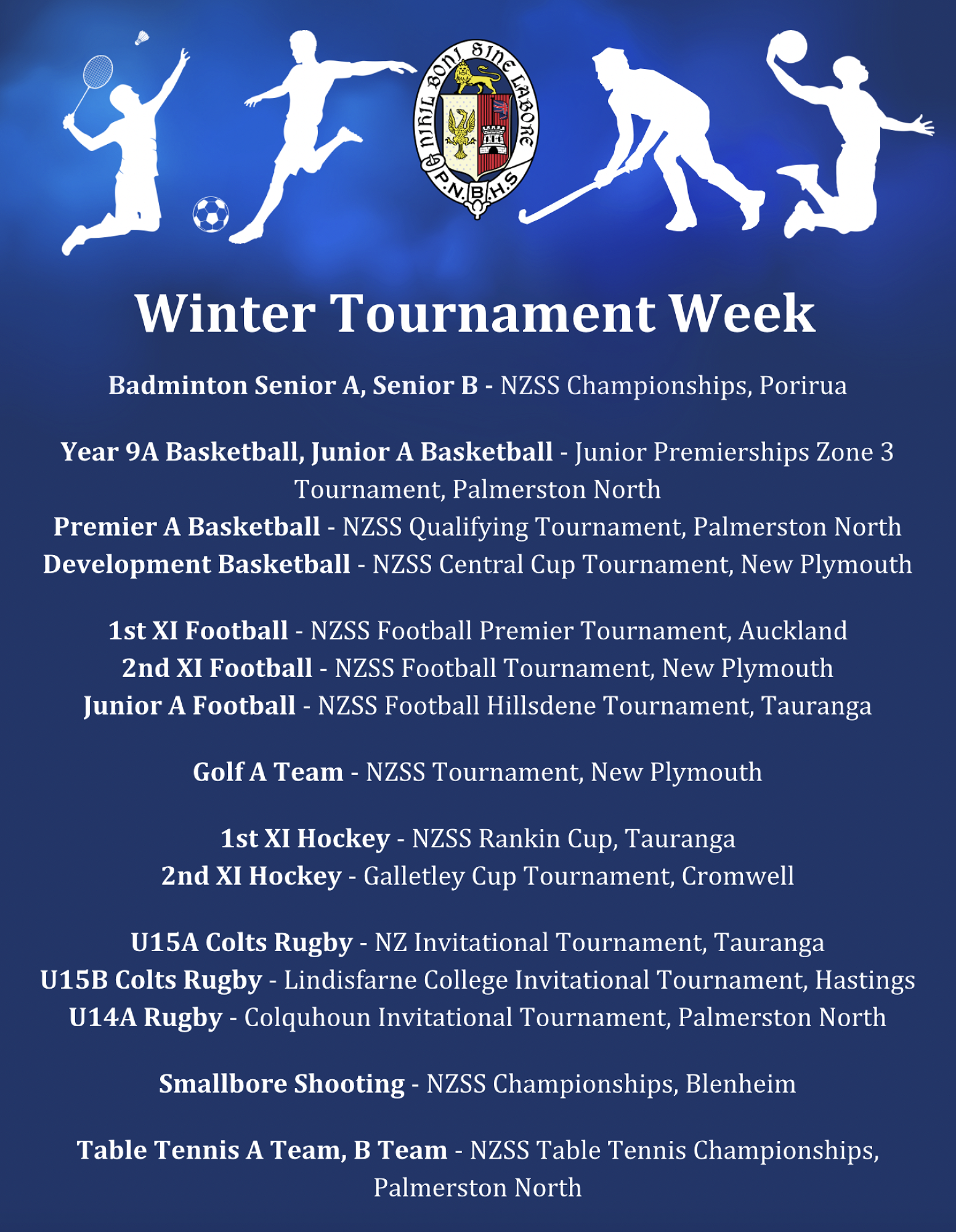 Winter Tournament Week 2024 🏸 ⚽ 🏀 🏑 🏉 🏓 ⛳️ — PNBHS Weekly Update: Term ...