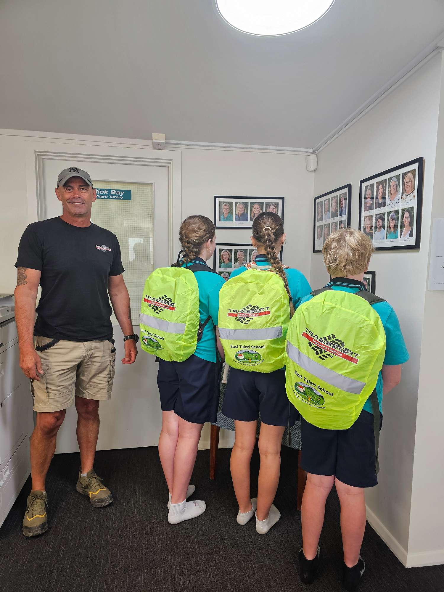 DONATION OF HI VIZ BACKPACK COVERS FROM TRANSPORT ENGINEERING OTAGO
