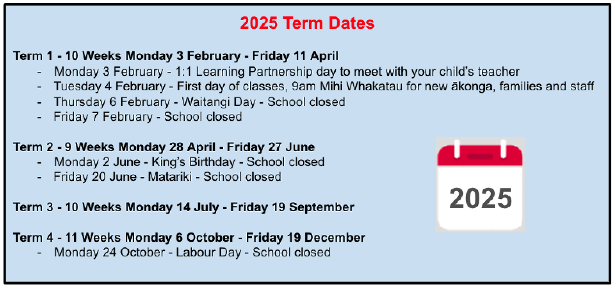 2025 Term Dates Newsletter Week 3 Term 4 2024