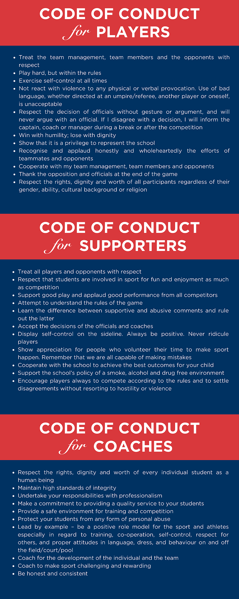 Winter Sports & Codes of Conduct
