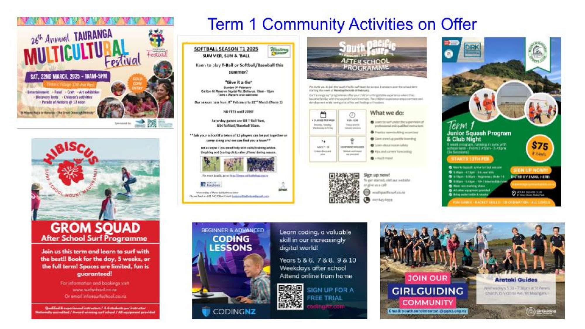 Term 1 Community Activities on Offer