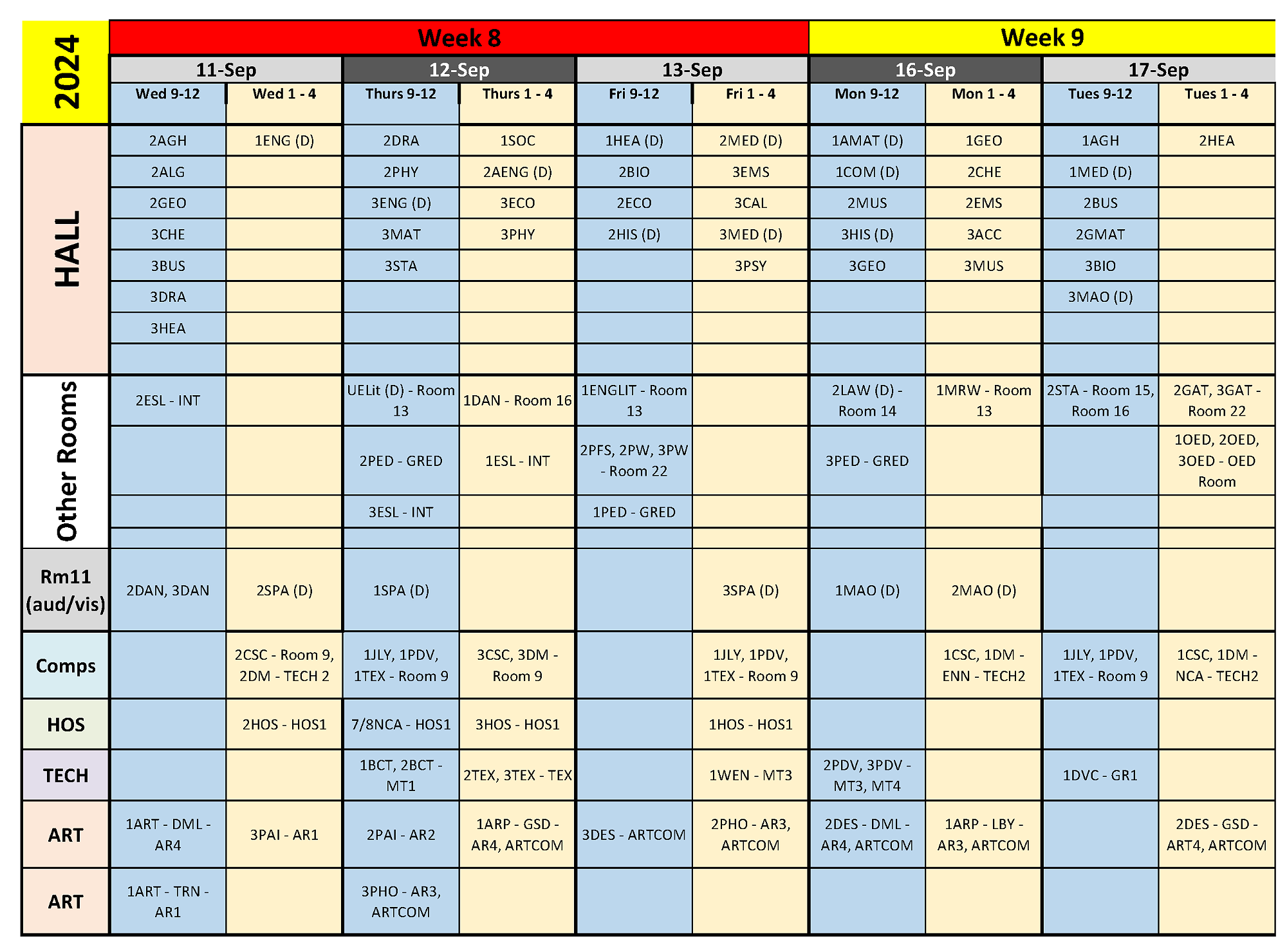 2024 Derived Grade Exam Timetable