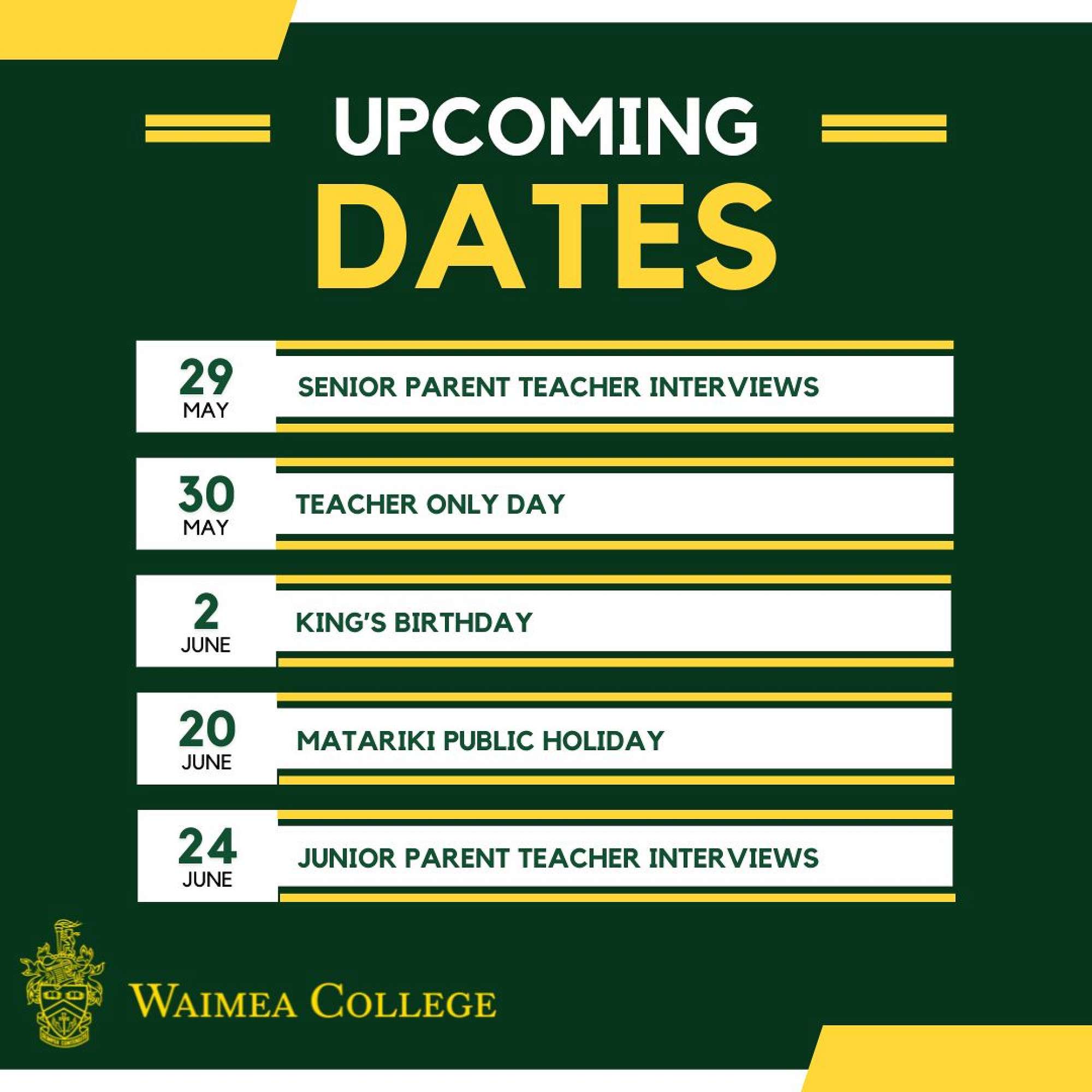 Important Upcoming Key Dates — Newsletter - May 2025