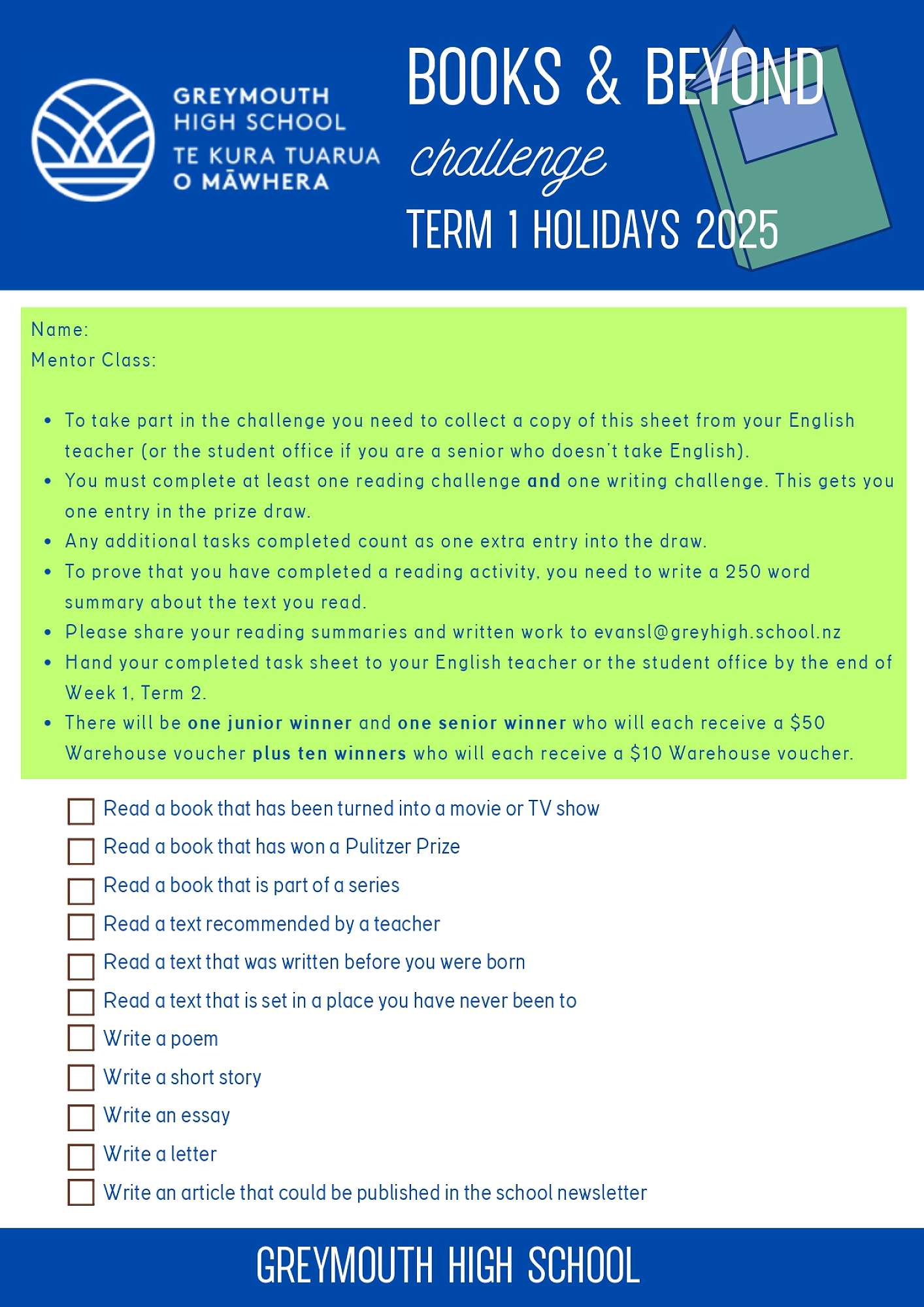 Books and Beyond Challenge — Newsletter 28th March 2025