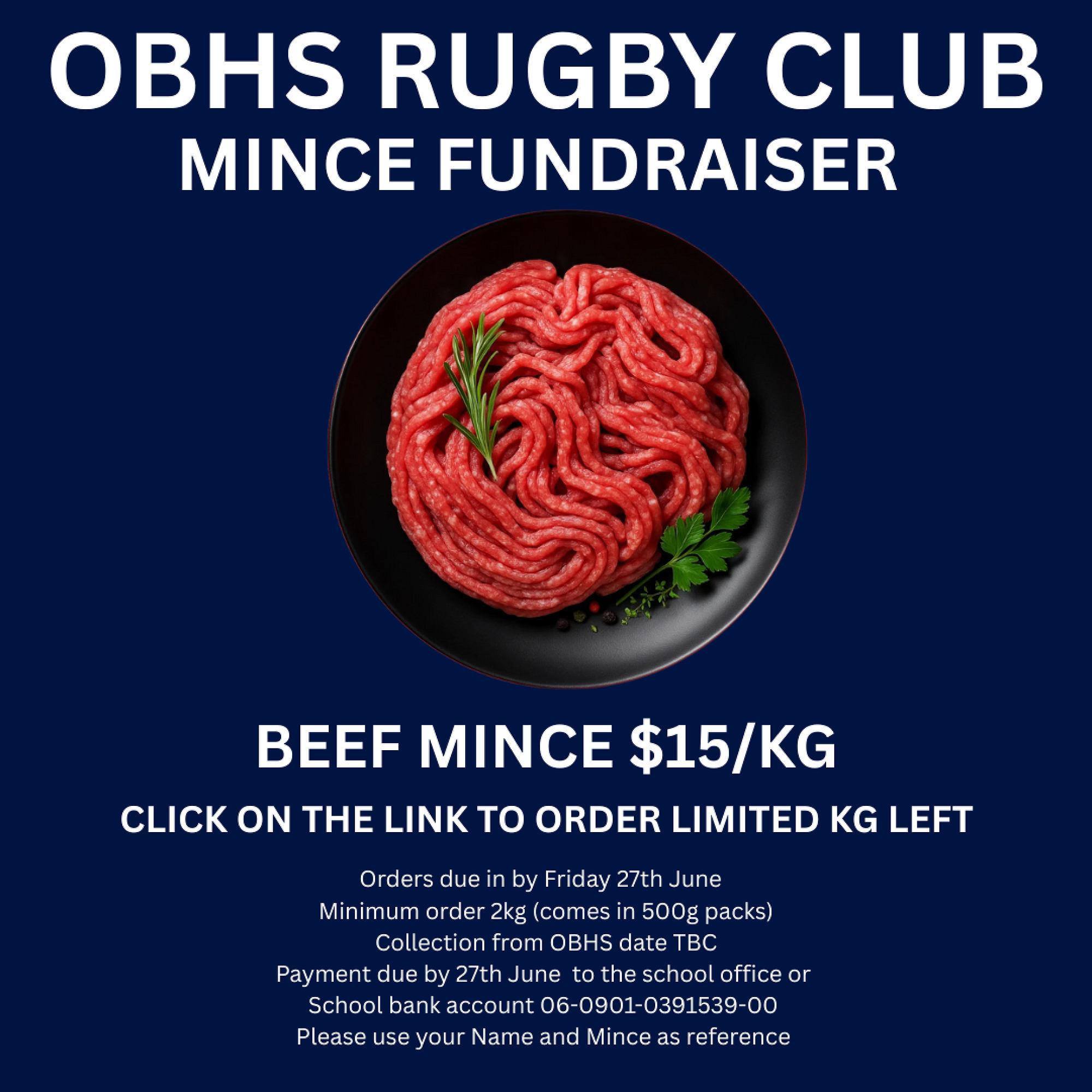 Support OBHS Rugby - Mince Fundraiser