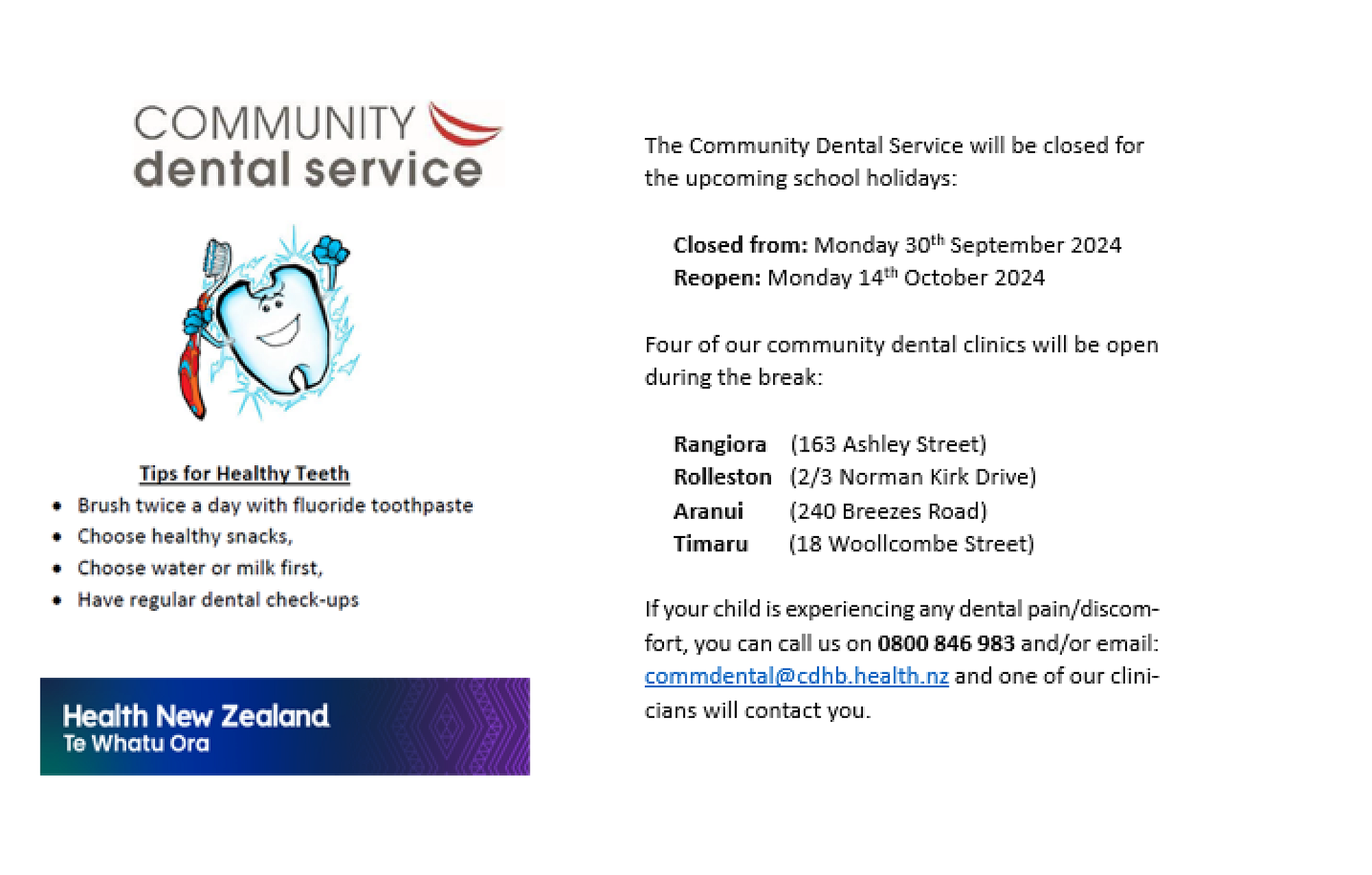 Community Dentist — Newsletter - 25 September 2024