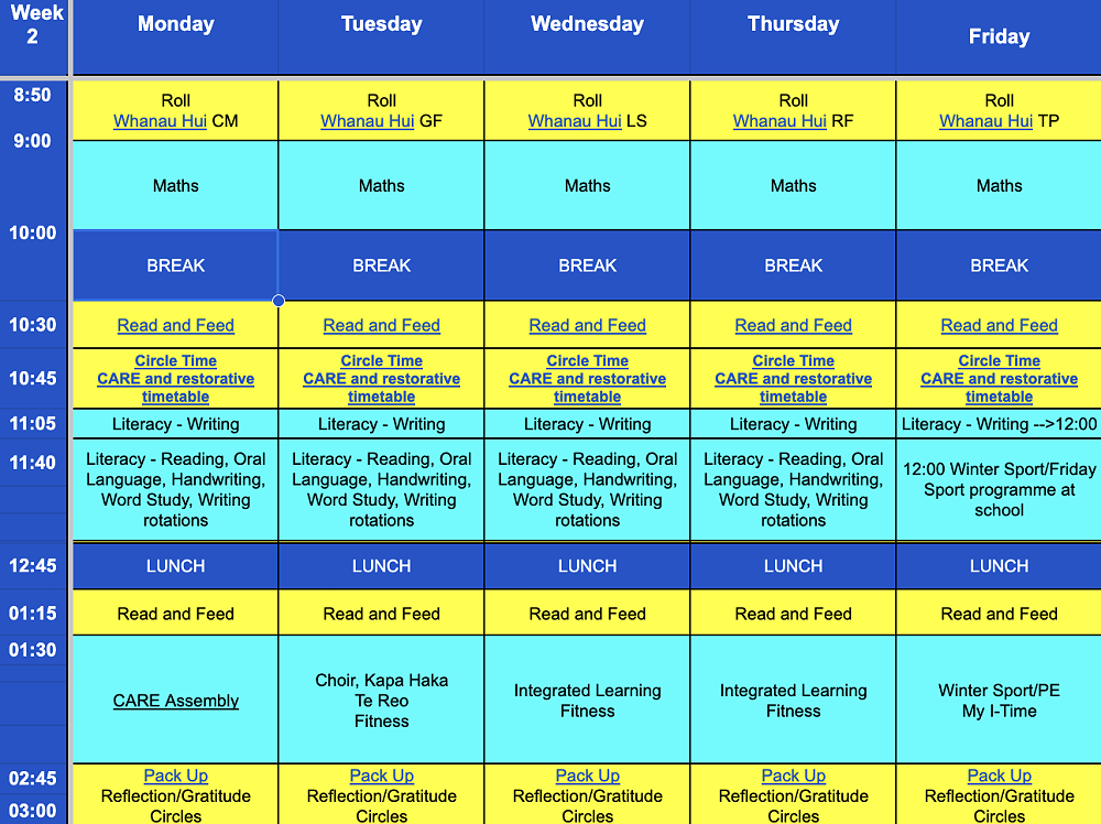 Week 2 Timetable and Upcoming Dates
