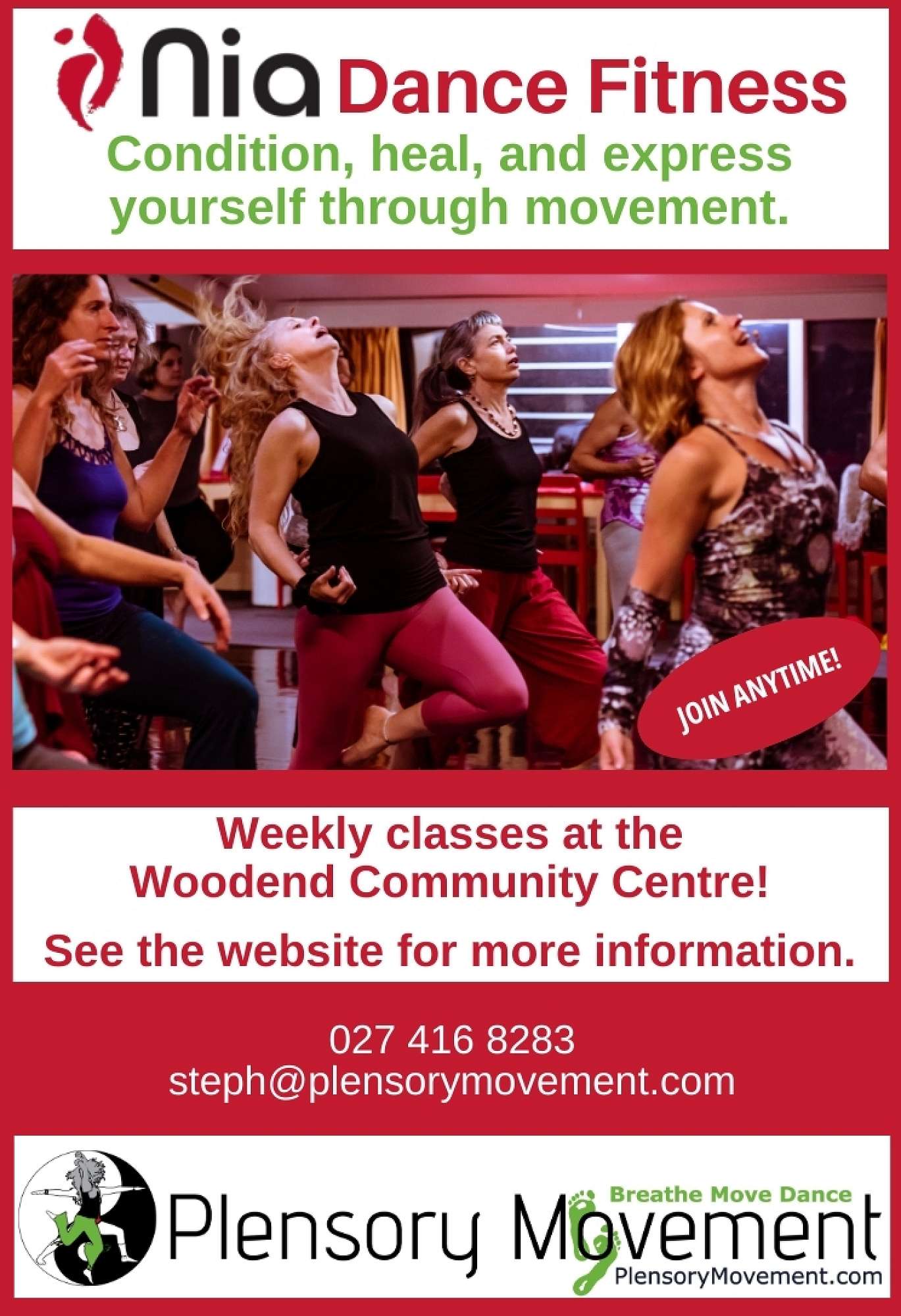 NIA Dance Fitness Classes - now at Woodend Community Centre