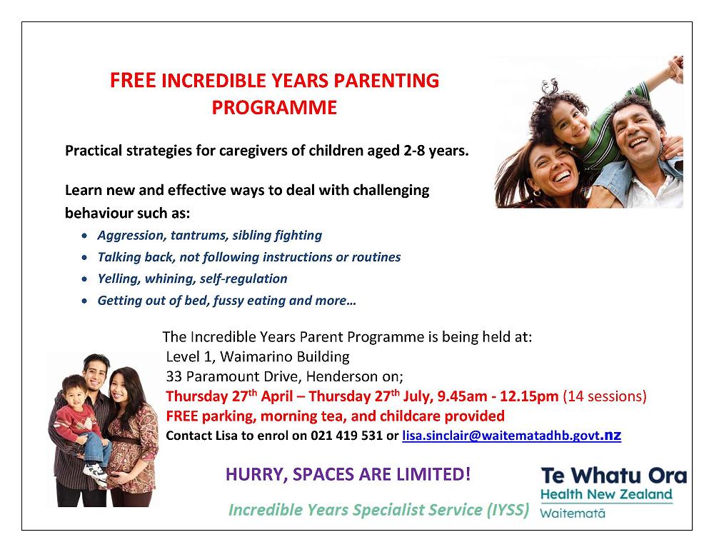 Incredible Years Parent Programme for Caregivers of 2-8 Year Olds