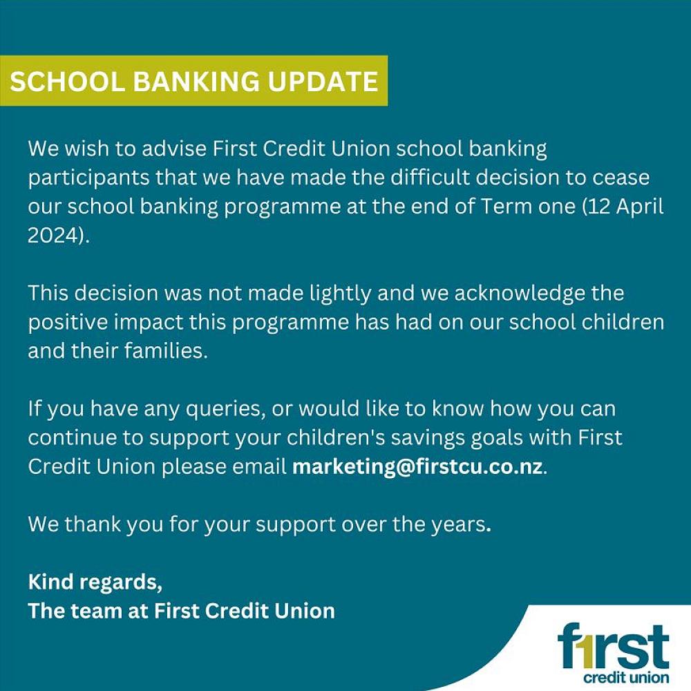 First Credit Union - School Banking Update