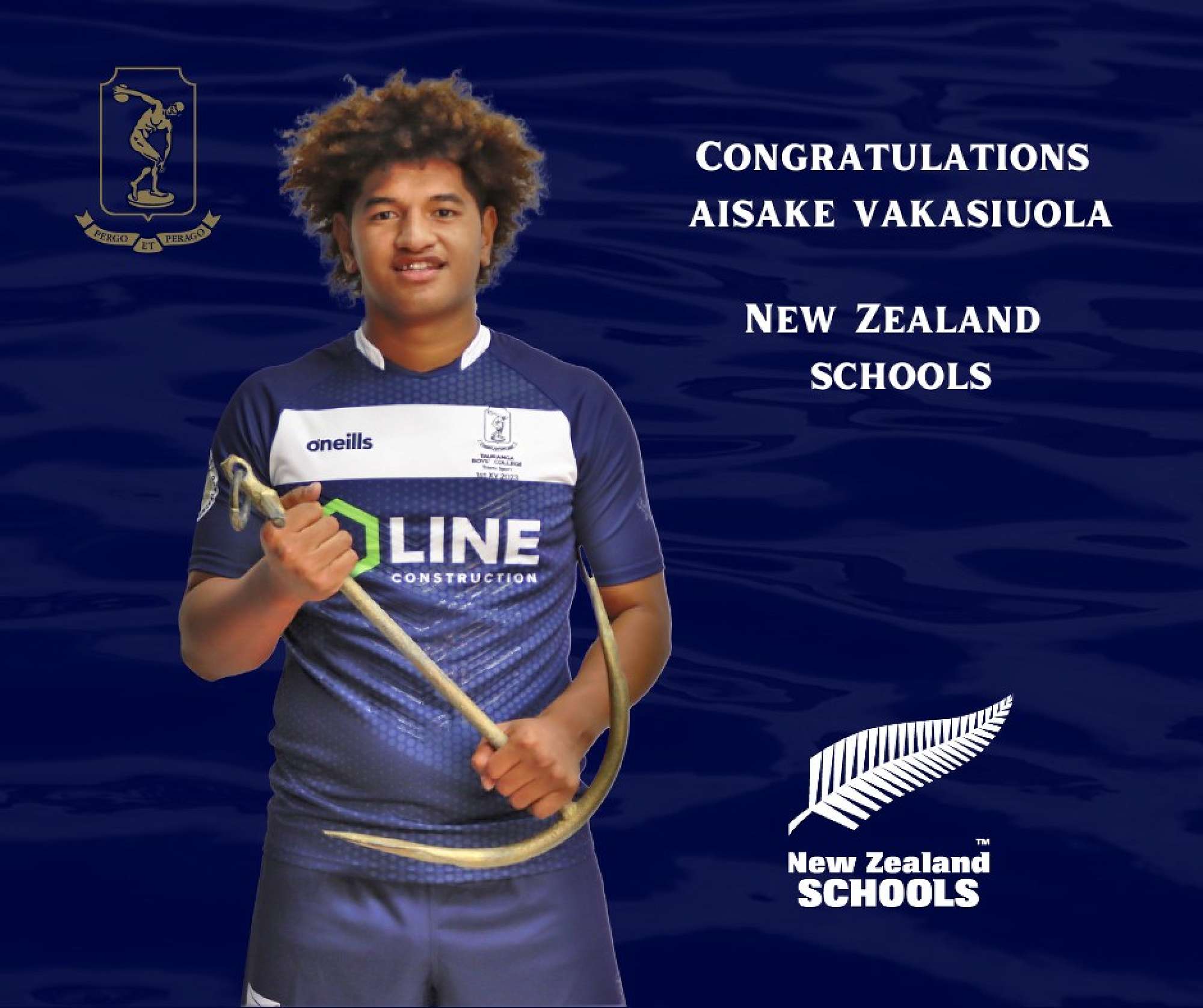 Congratulations to Aisake Vakasiuola on his New Zealand Schools selection.