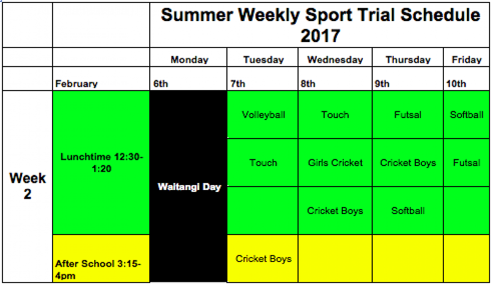 Summer Weekly Sport Trials