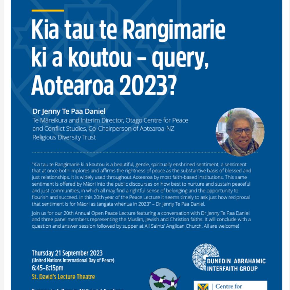 “Kia tau te Rangimarie ki a koutou is a beautiful, gentle, spiritually ...