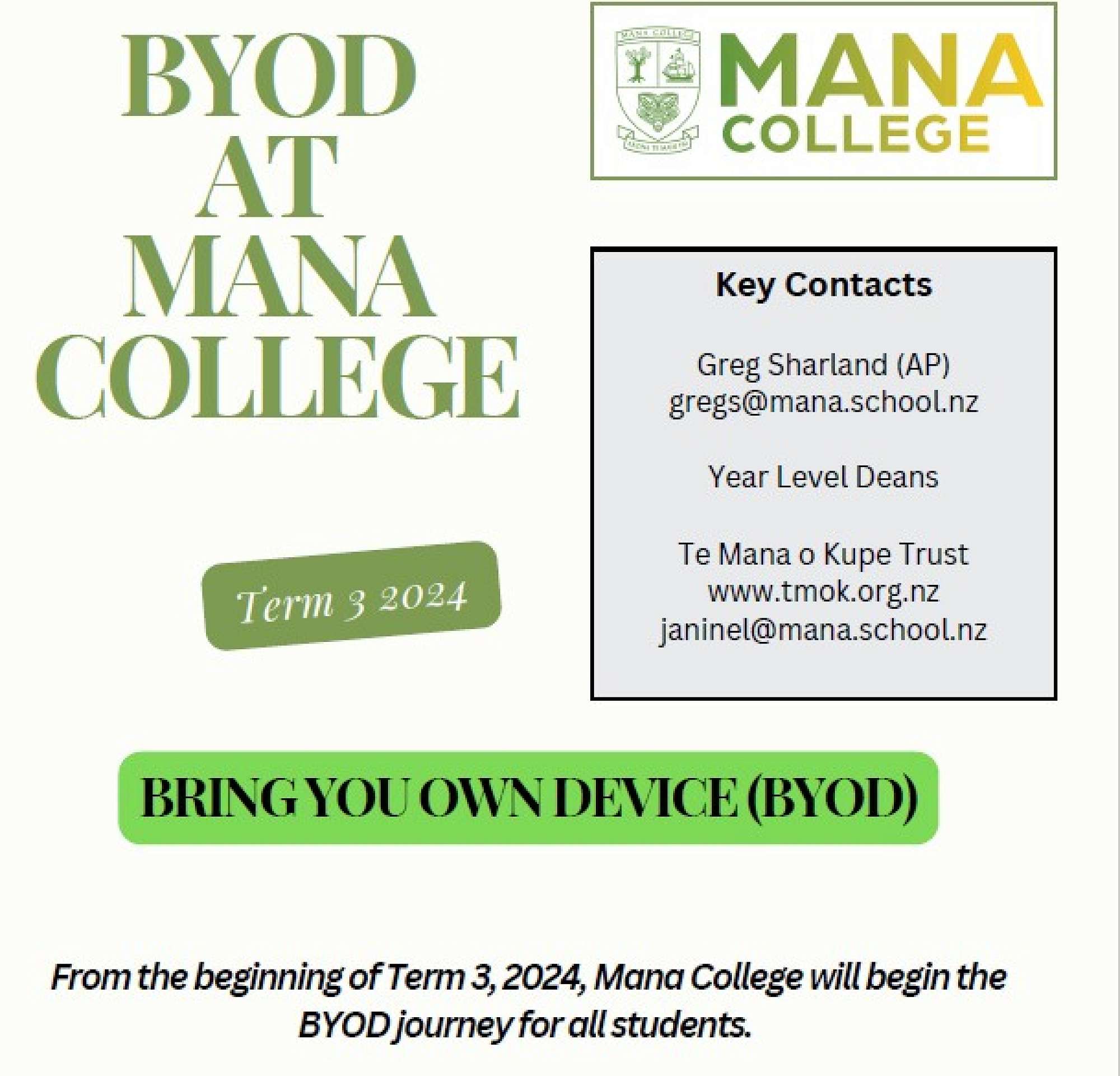 BYOD Mana College
