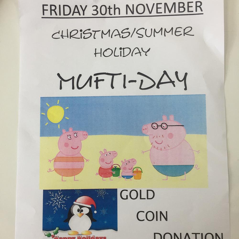 Our final Mufti-Day for the year is this Friday. Let's get in the ...