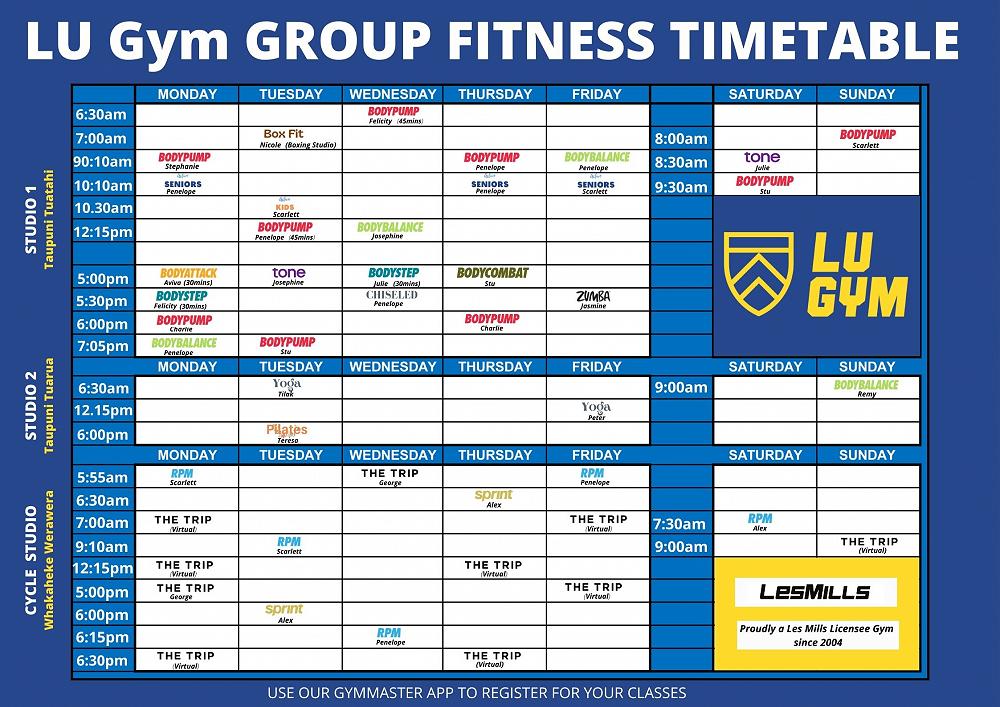 GROUP FITNESS TIMETABLE